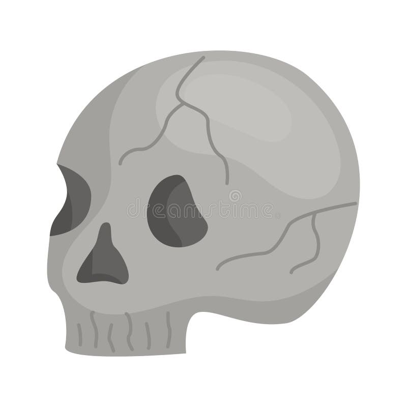 Flat Illustration of a Skull with Cracks Stock Vector - Illustration of ...