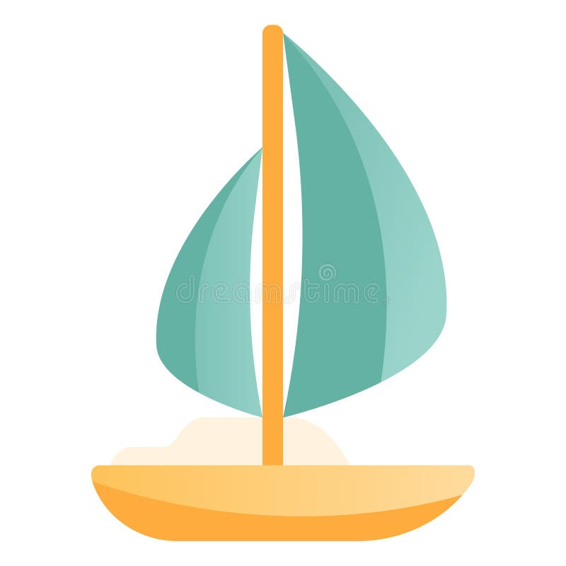 Flat Illustration of Small Sailboat. Isolated Vector Illustration Stock ...