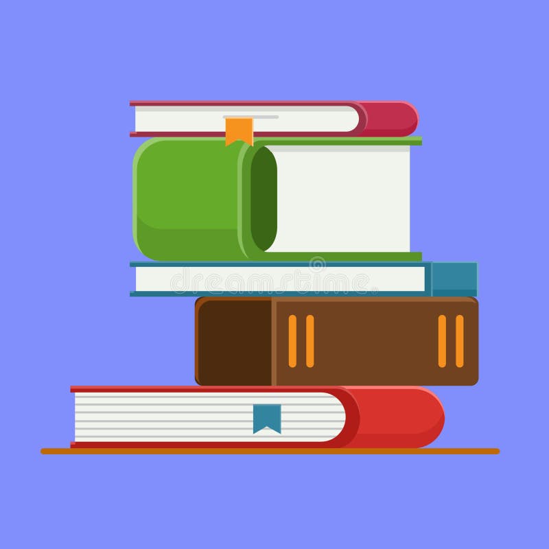 Flat Illustration Stack of Books, Education, Dictionary Books, Student ...