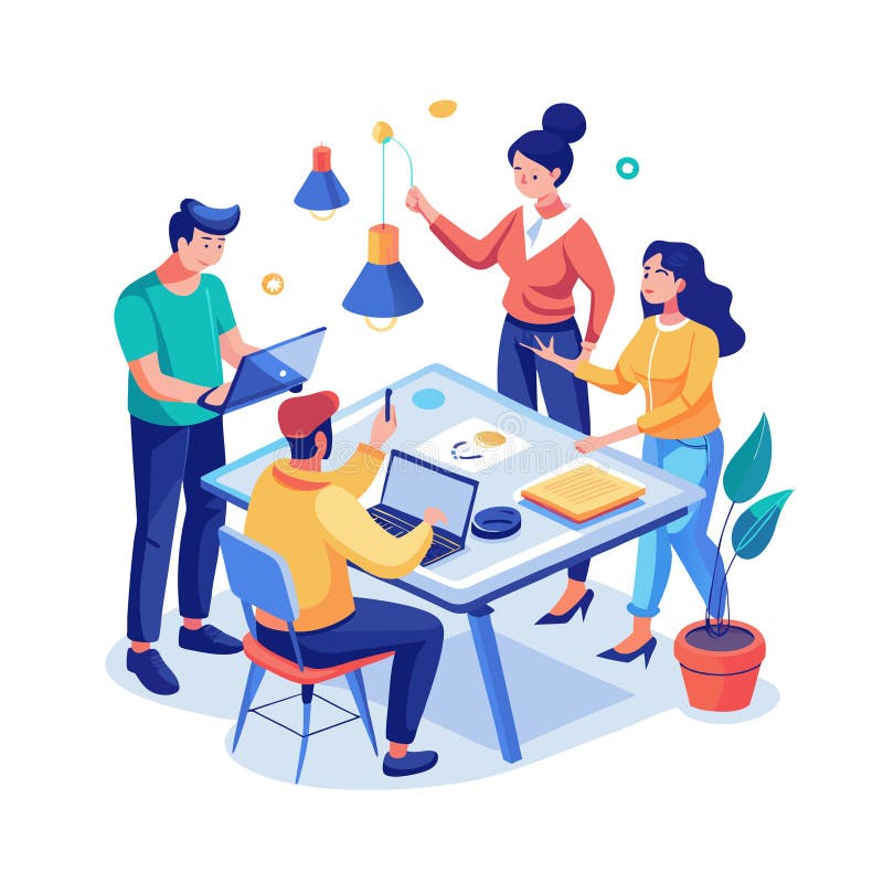 Team Collaboration Brainstorming Ideas at a Meeting Table in a Modern ...