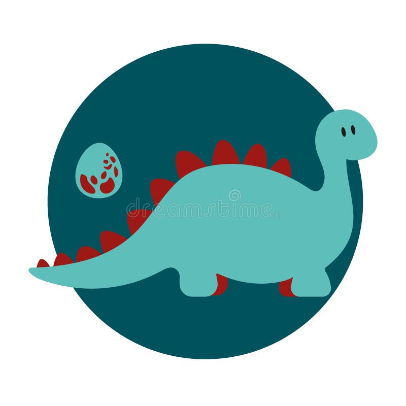 Flat Illustration of Turquoise Dinosaur Stegosaurus . Stock Vector ...