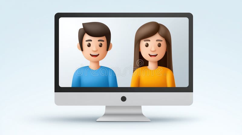 Video Call with Cartoon Characters. Digital Communication and Remote ...