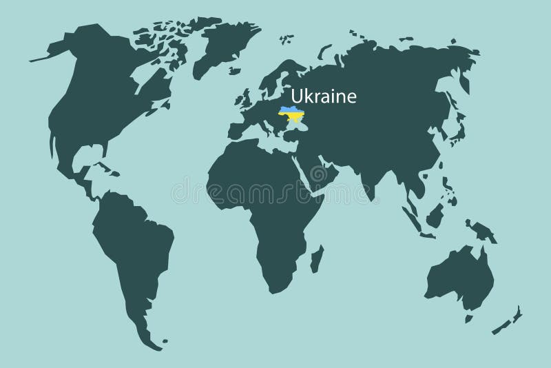 Flat Illustration with Ukraine World Map. Planet Earth. Ukraine World ...