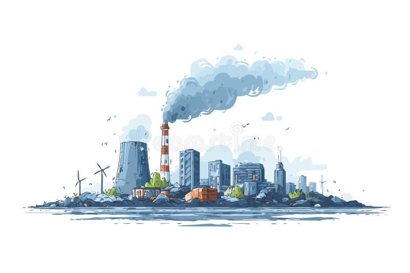 Flat Illustration of Urban Pollution and Waste Zones Flat Isolated ...