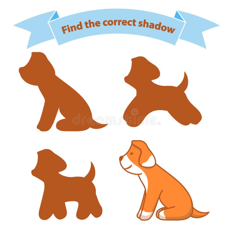 Find the Correct Shadow Dog is Sitting.Educational Game for Children ...