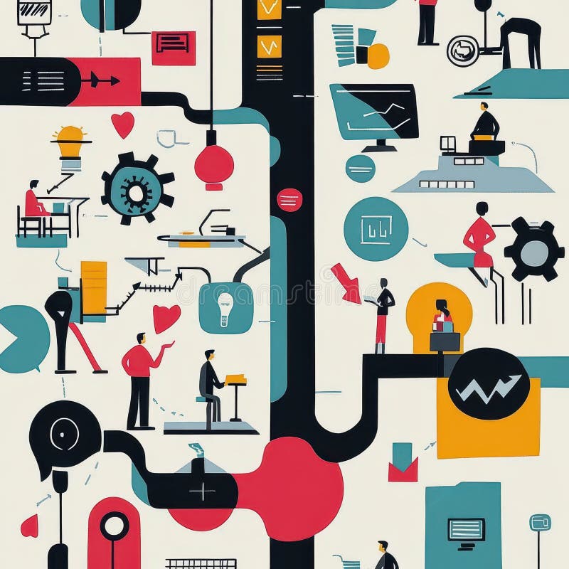 Illustrated Workflow of Business Operations Concept Stock Illustration ...