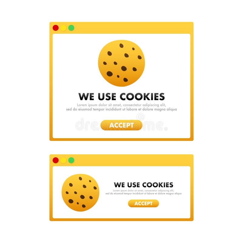 Flat Illustration with Website Accept Cookies Computer for Banner ...