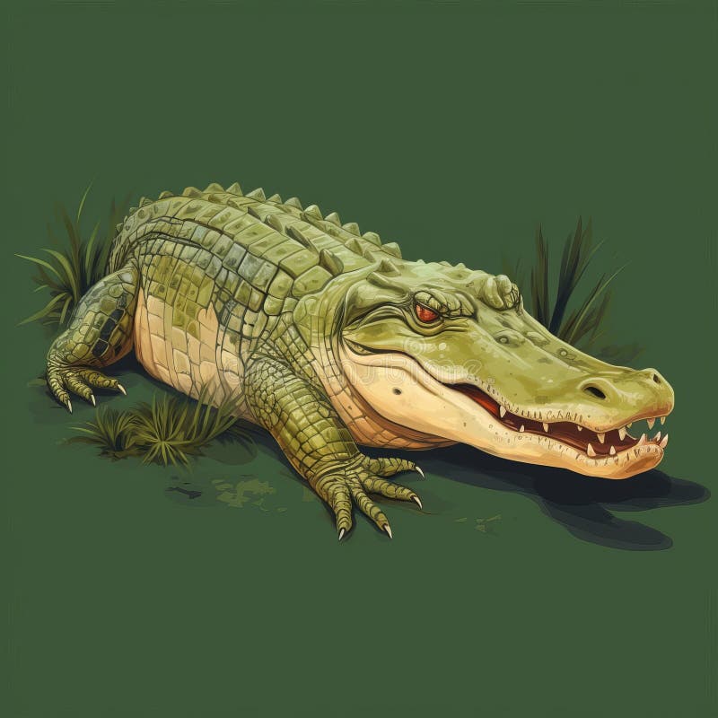 Flat Illustration of a Whole Crocodile Stock Illustration ...