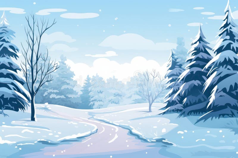 Flat Illustration of Winter Snow Landscape. Winter Concept Stock ...