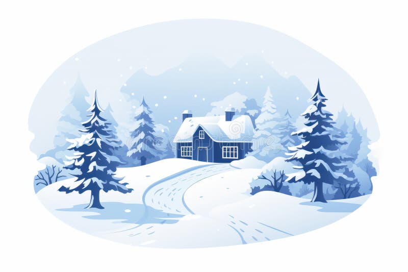 Flat Illustration of Winter Snow Landscape. Winter Concept Stock ...