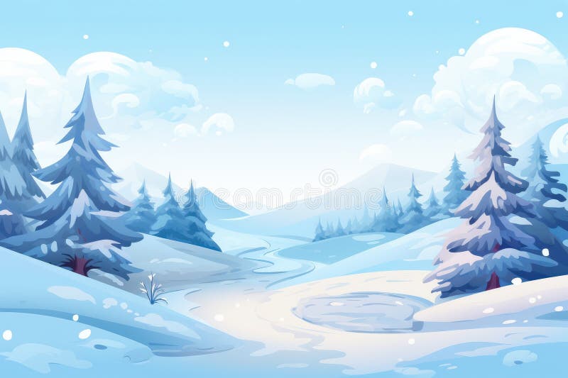 Flat Illustration of Winter Snow Landscape. Winter Concept Stock ...