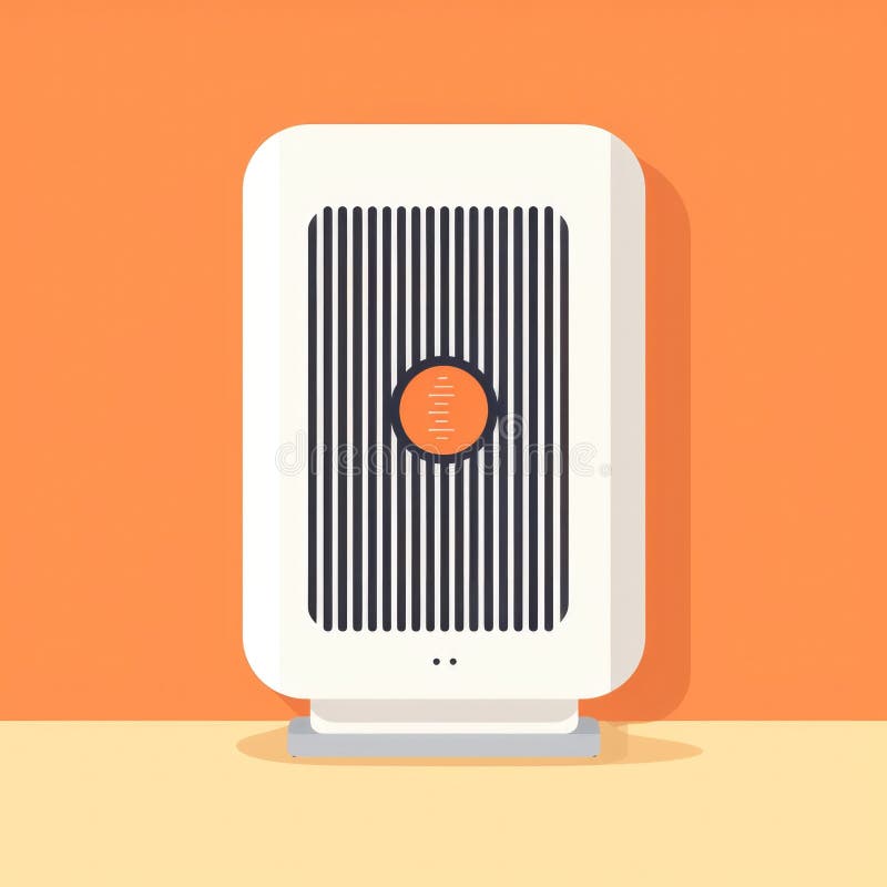 Flat Image of Air Purifier on Orange Background. Simple Vector Icon of ...