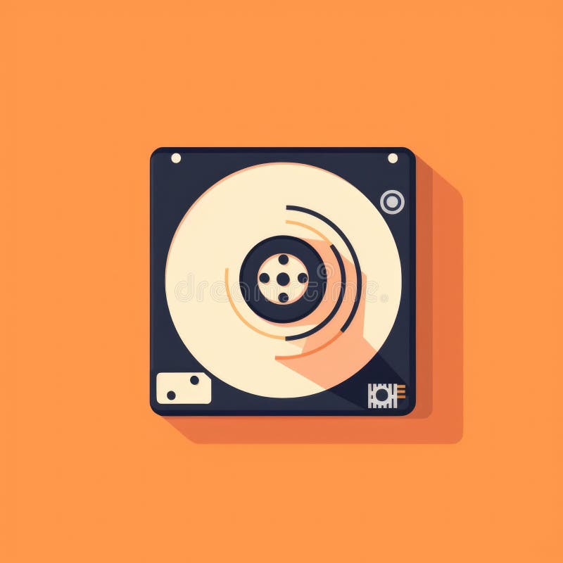 Flat Image of a CD Drive on an Orange Background. Simple Vector Icon of ...