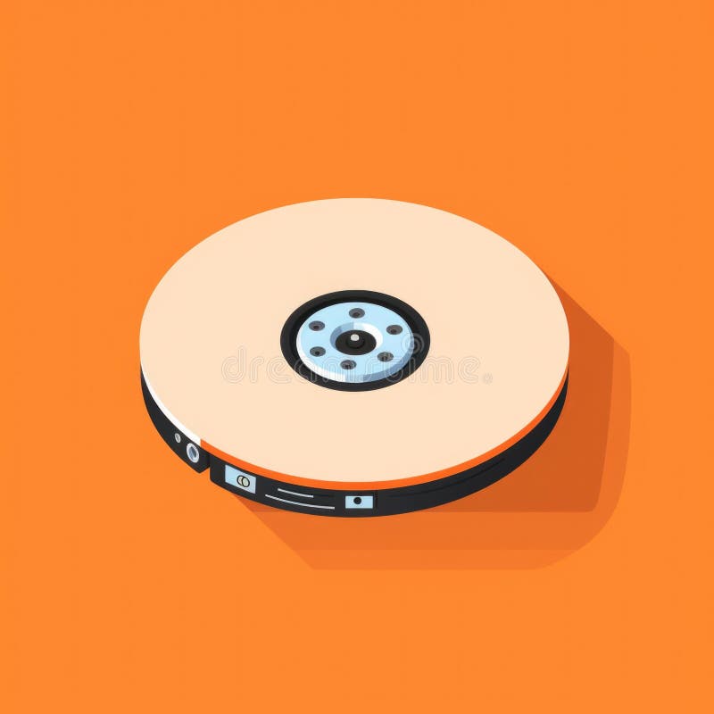 Flat Image of a CD Drive on an Orange Background. Simple Vector Icon of ...