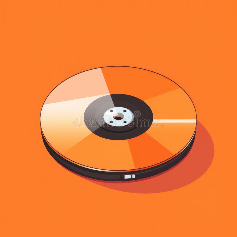 Flat Image of a CD on an Orange Background. Simple Vector Icon of an Omnibus Disk. Digital ...