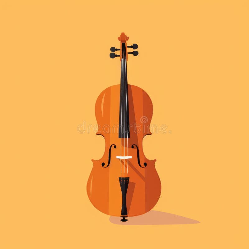Flat Image of a Cello on an Orange Background. Simple Vector Image of a ...