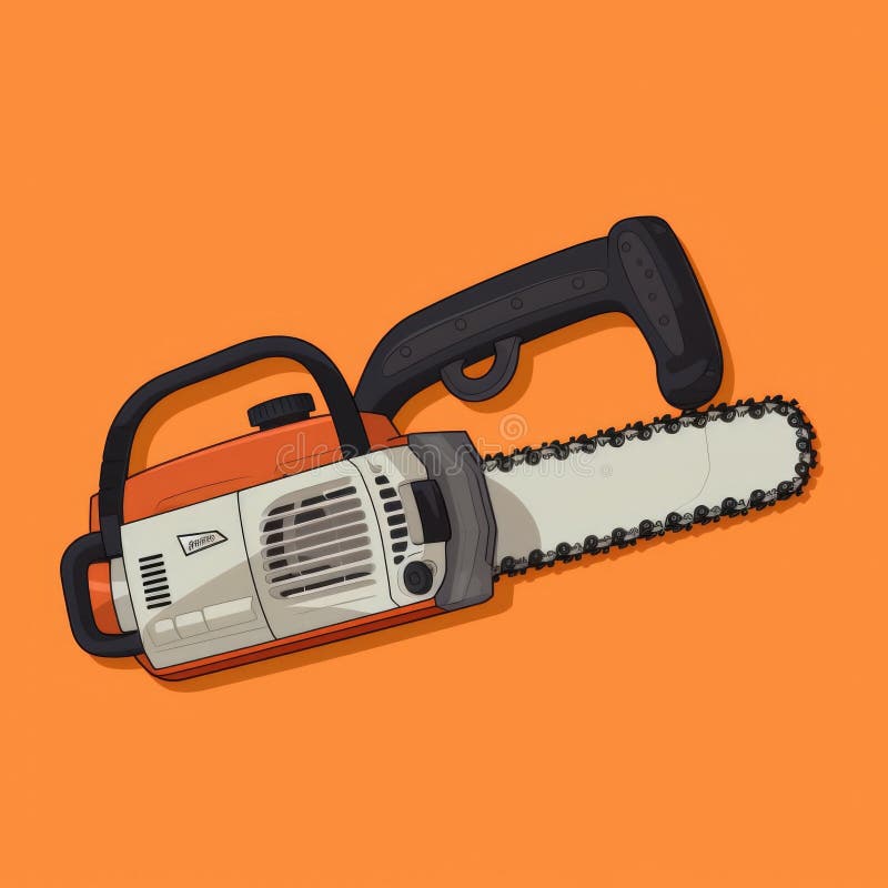 Flat Image of a Chainsaw on an Orange Background. Simple Vector Image ...