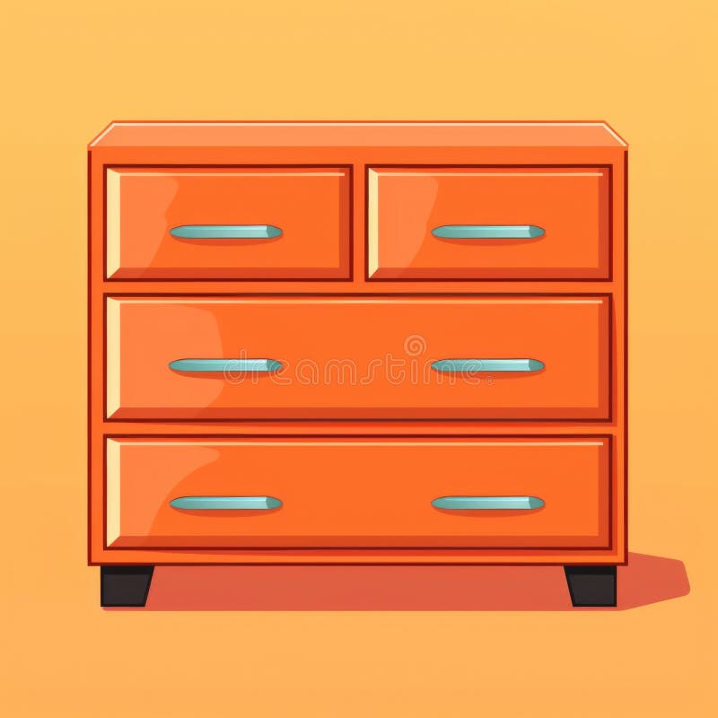 Flat Image Of A Chest Of Drawers On An Orange Background Simple Vector Icon Of A Chest Of