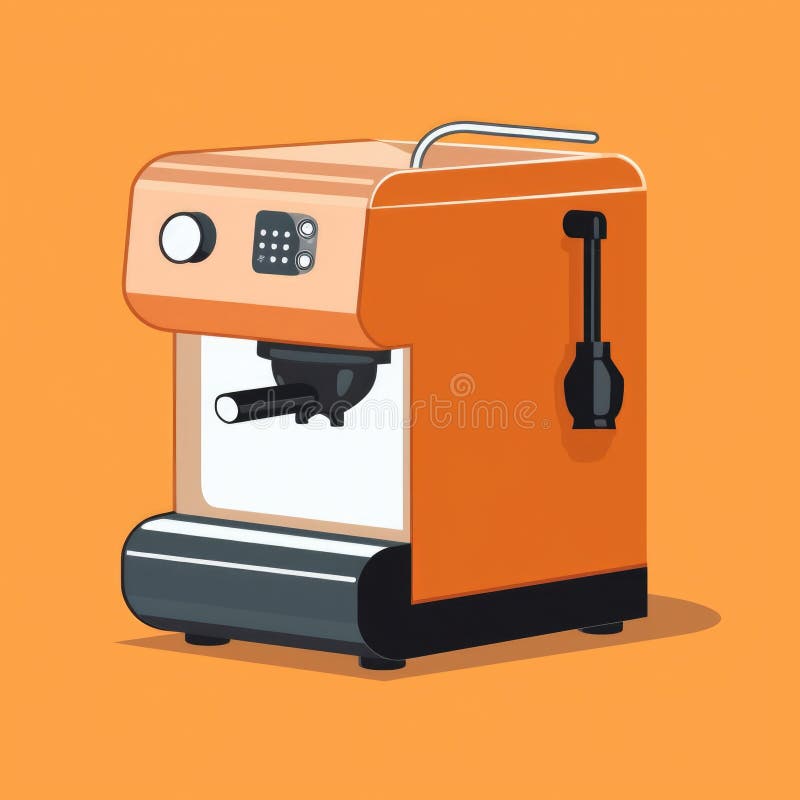 Flat Image of a Coffee Machine on an Orange Background. Simple Vector ...