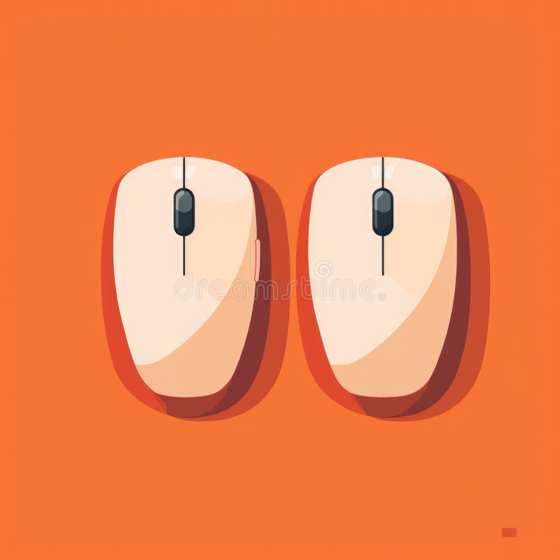Flat Image of Computer Mice on Orange Background. Simple Vector Icon of ...