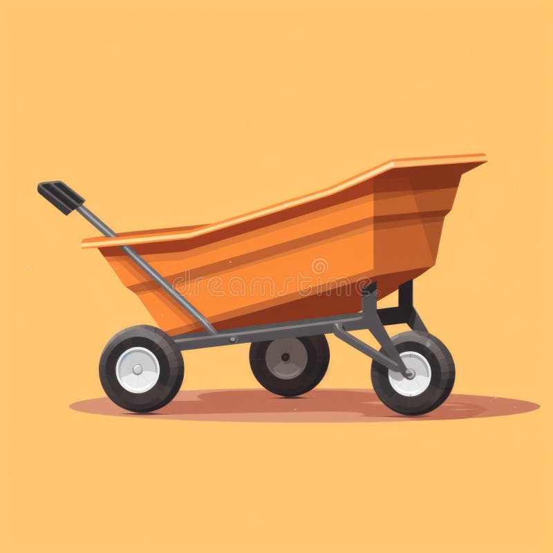 Flat Image of Construction Wheelbarrow on Orange Background. Simple ...