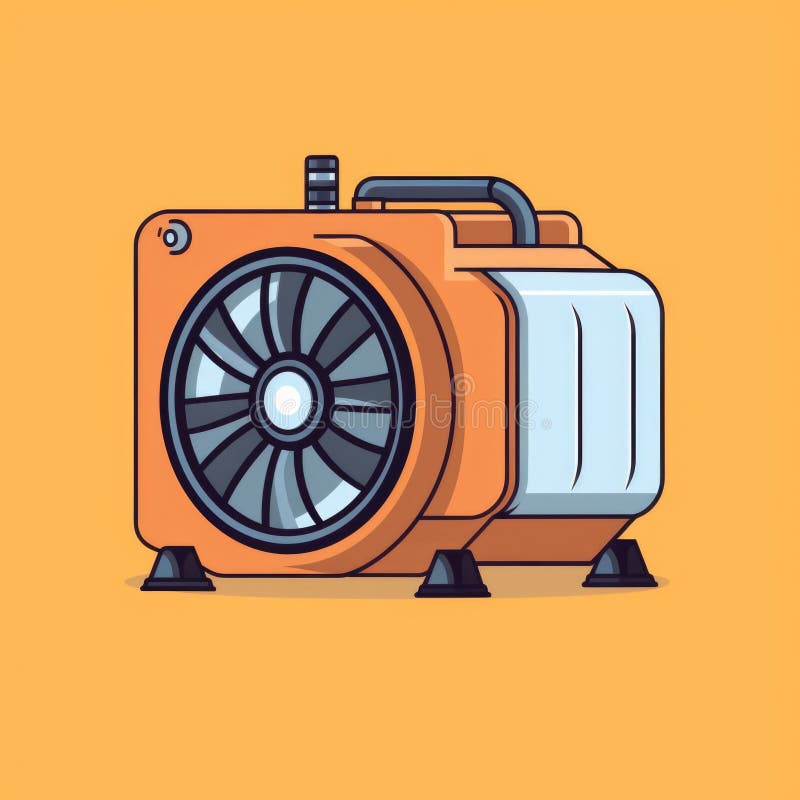 Flat Image of a Cooling System on an Orange Background. Simple Vector ...