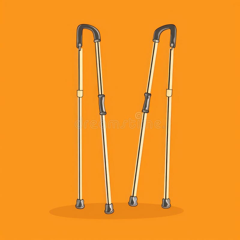 Flat Image of Crutches on an Orange Background. Simple Vector Image of ...
