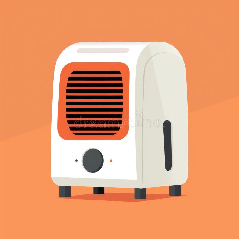 Flat Image of a Dehumidifier on an Orange Background. Simple Vector ...