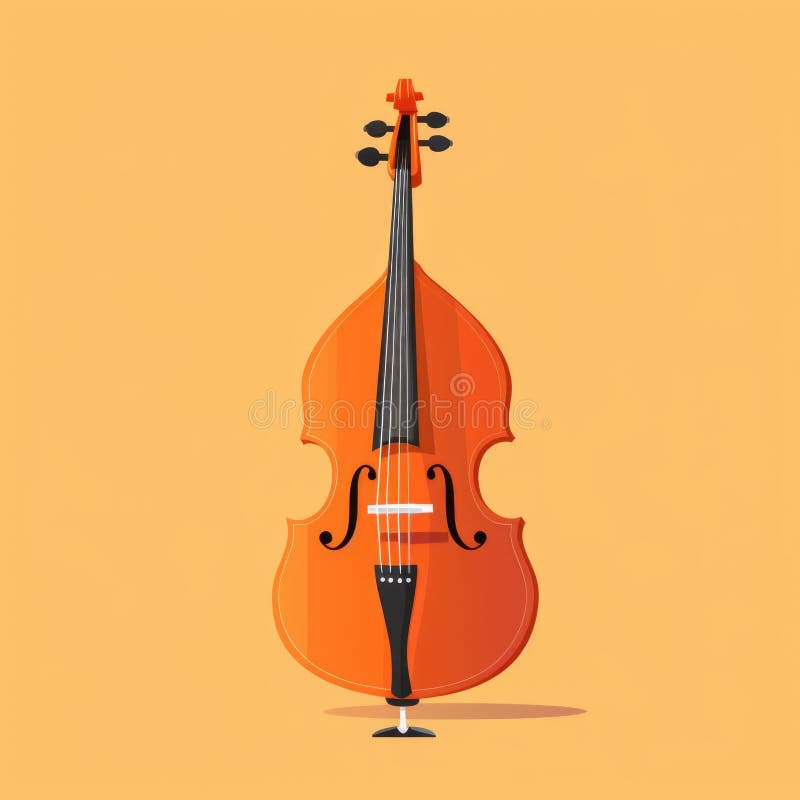Flat Image of a Double Bass on an Orange Background. Simple Vector ...
