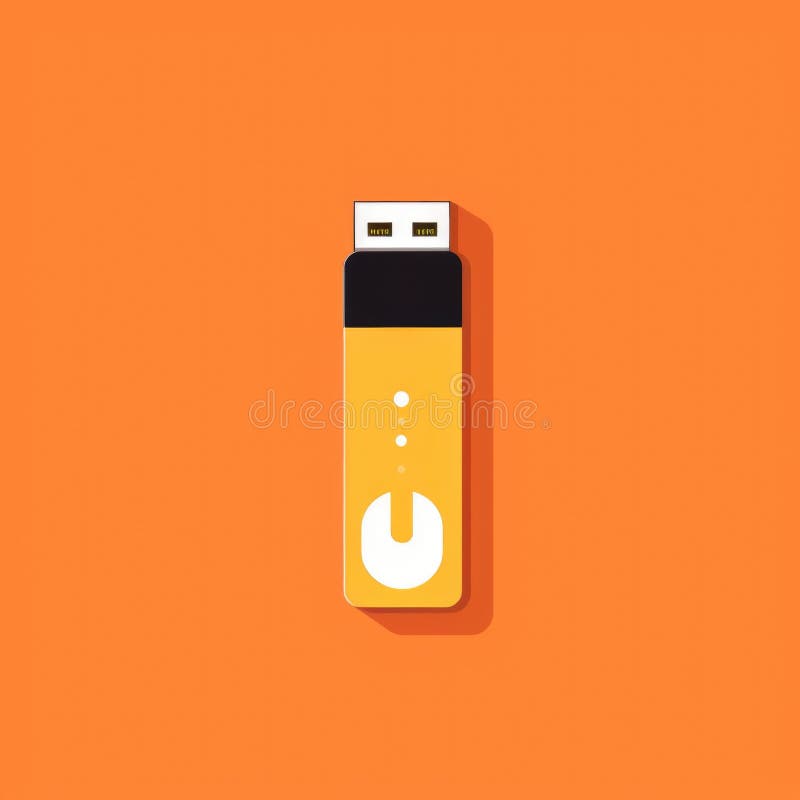 Flat Image of a Flash Drive on an Orange Background. Simple Vector Icon ...