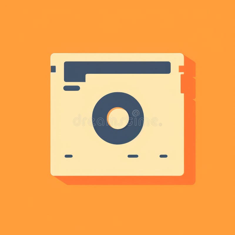 Flat Image of a Floppy Disk on an Orange Background. Simple Vector Icon of a Floppy Disk ...