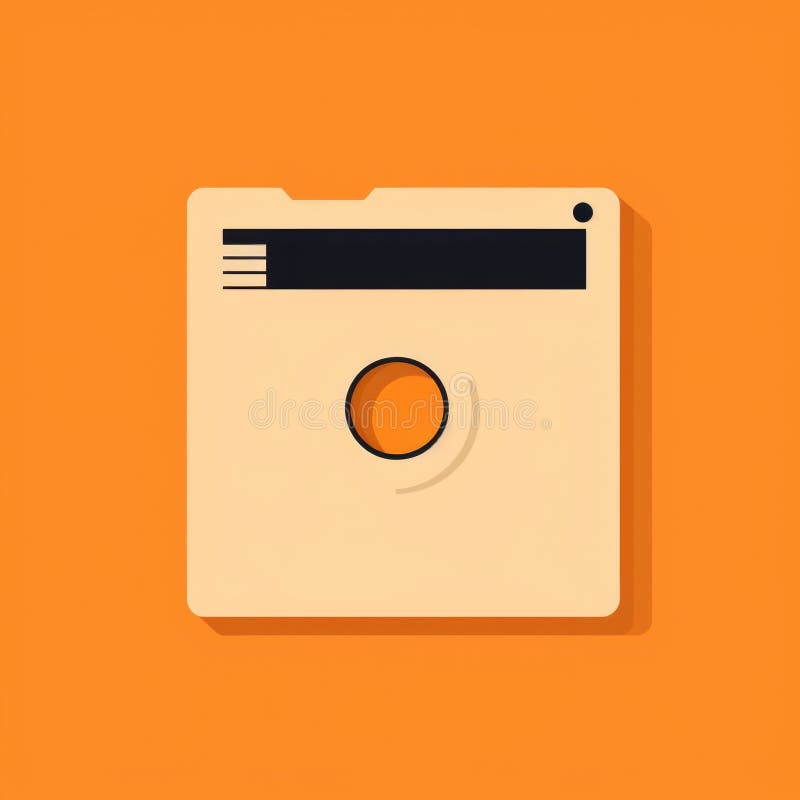 Flat Image of a Floppy Disk on an Orange Background. Simple Vector Icon of a Floppy Disk ...