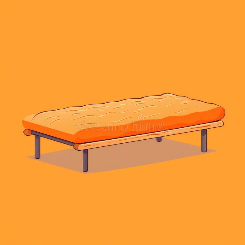 Flat Image of a Futon on an Orange Background. Simple Vector Icon of a ...