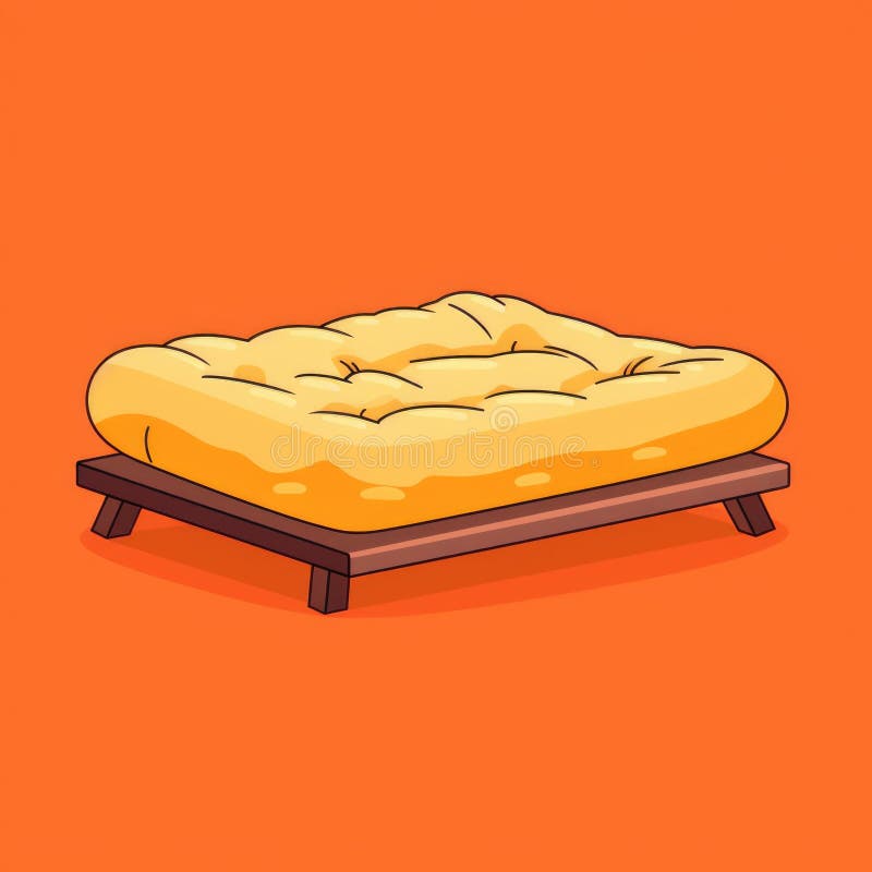 Flat Image of a Futon on an Orange Background. Simple Vector Icon of a ...