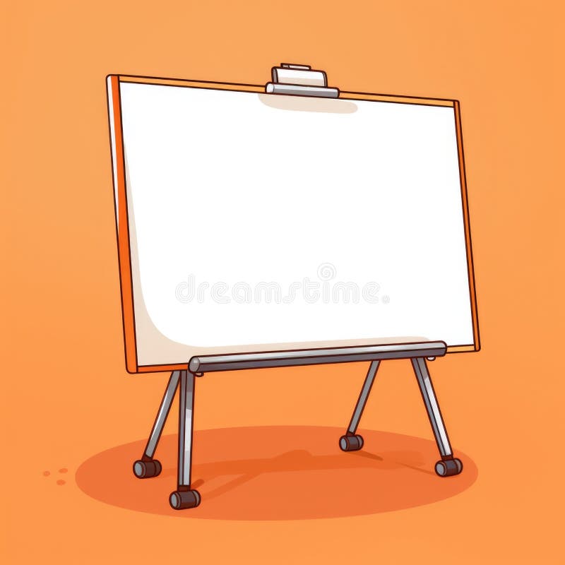 Flat Image of an Interactive Whiteboard on an Orange Background. Simple ...