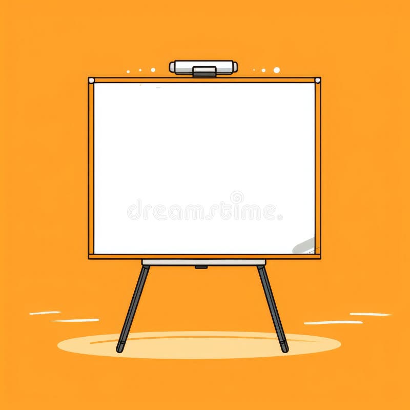 Flat Image of an Interactive Whiteboard on an Orange Background. Simple Vector Icon of an ...