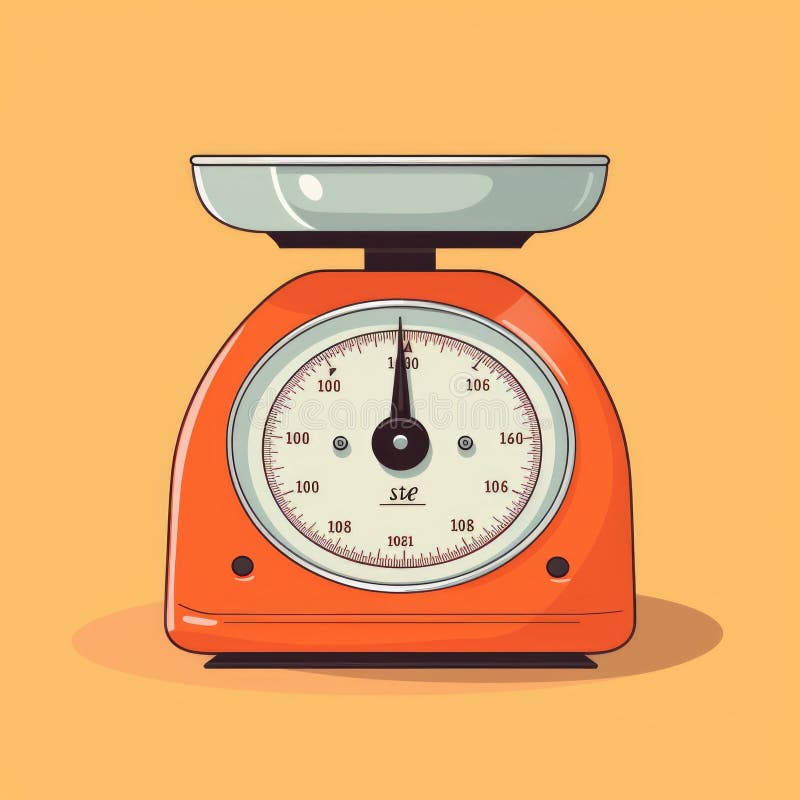 Flat Image of Kitchen Scales on Orange Background. Simple Vector Icon ...