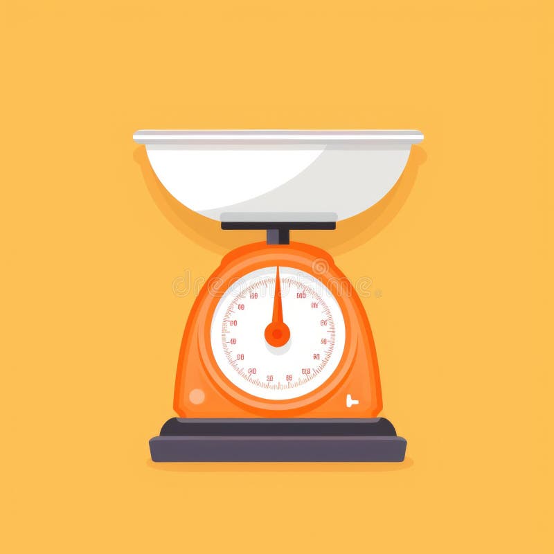 Flat Image of Kitchen Scales on Orange Background. Simple Vector Icon ...
