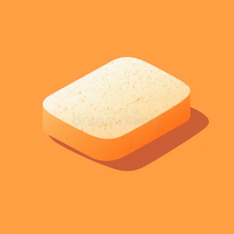 Flat Image of a Kitchen Sponge on an Orange Background. Simple Vector ...