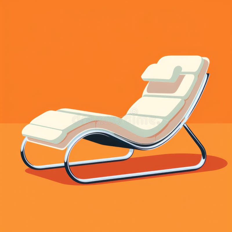 Flat Image of a Lounge Chair on an Orange Background. Simple Vector ...