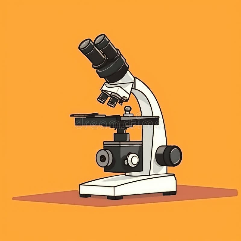 Flat Image of a Microscope on an Orange Background. Simple Vector Image ...