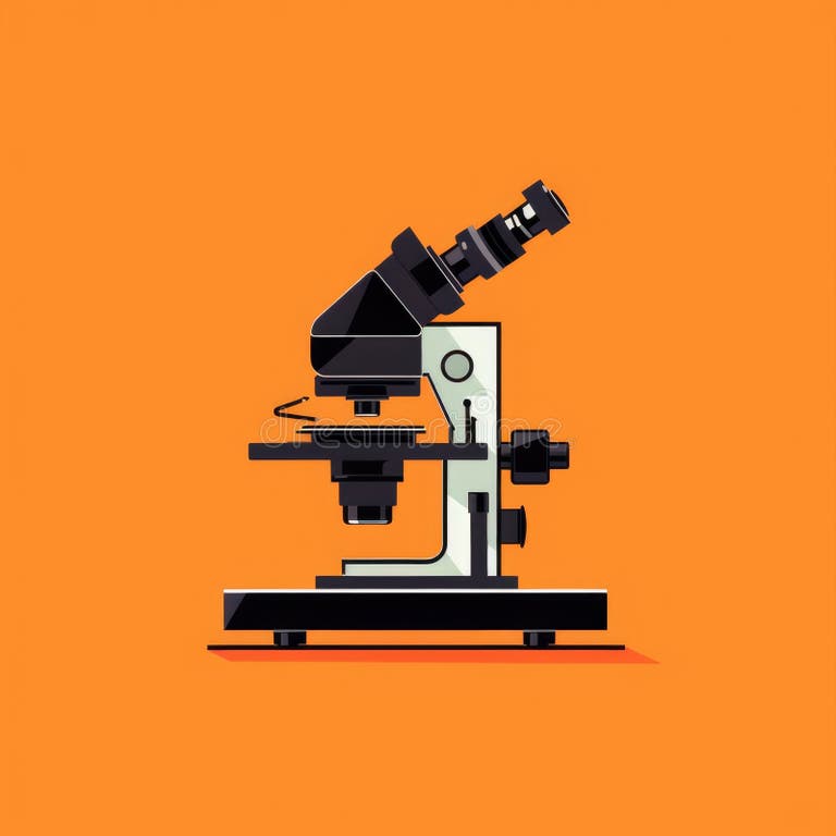Flat Image of a Microscope on an Orange Background. Simple Vector Image ...