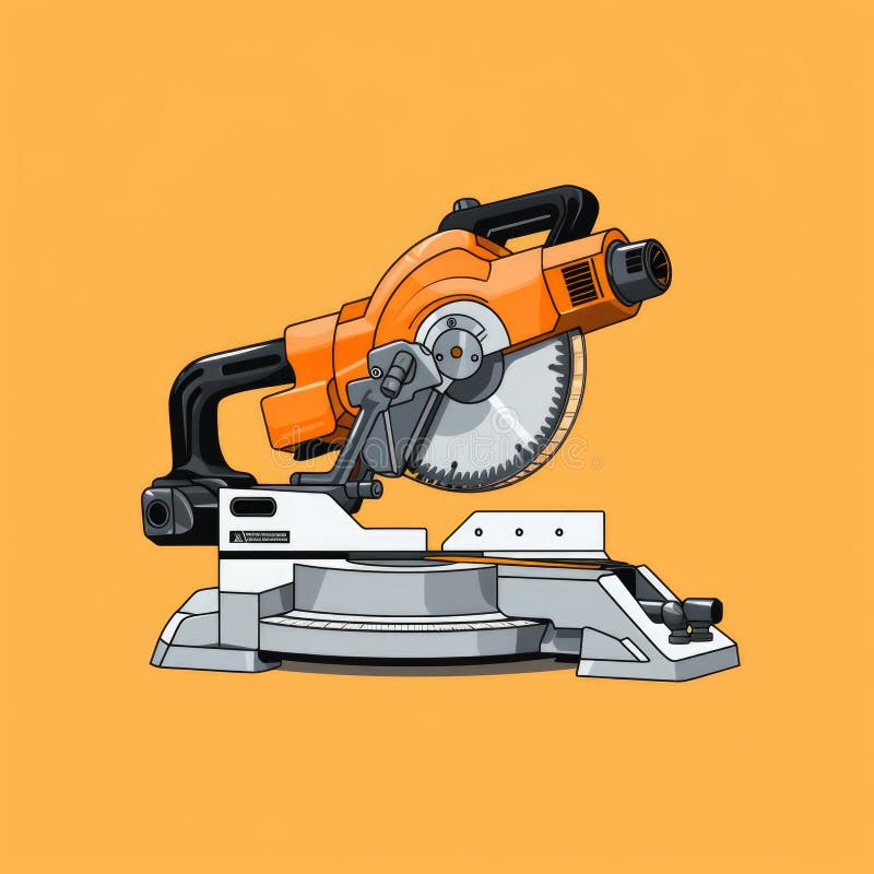 Flat Image of a Miter Saw on an Orange Background. Simple Vector Image ...