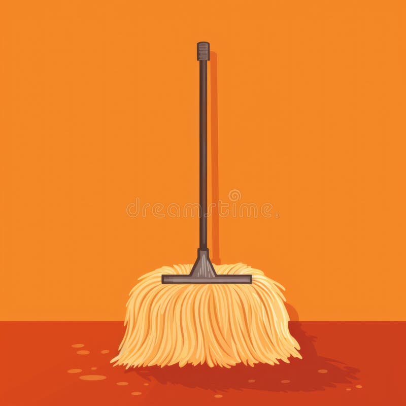 Flat Image of a Mop on an Orange Background. Simple Vector Image of a ...