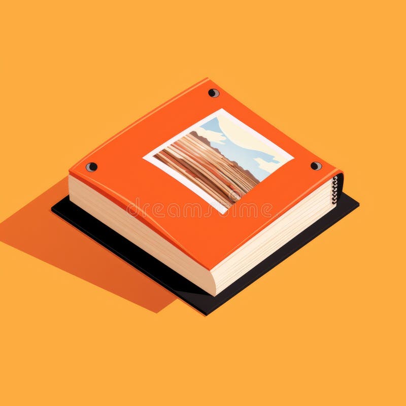 Flat Image of Photo Album on Orange Background. Simple Vector Image of ...