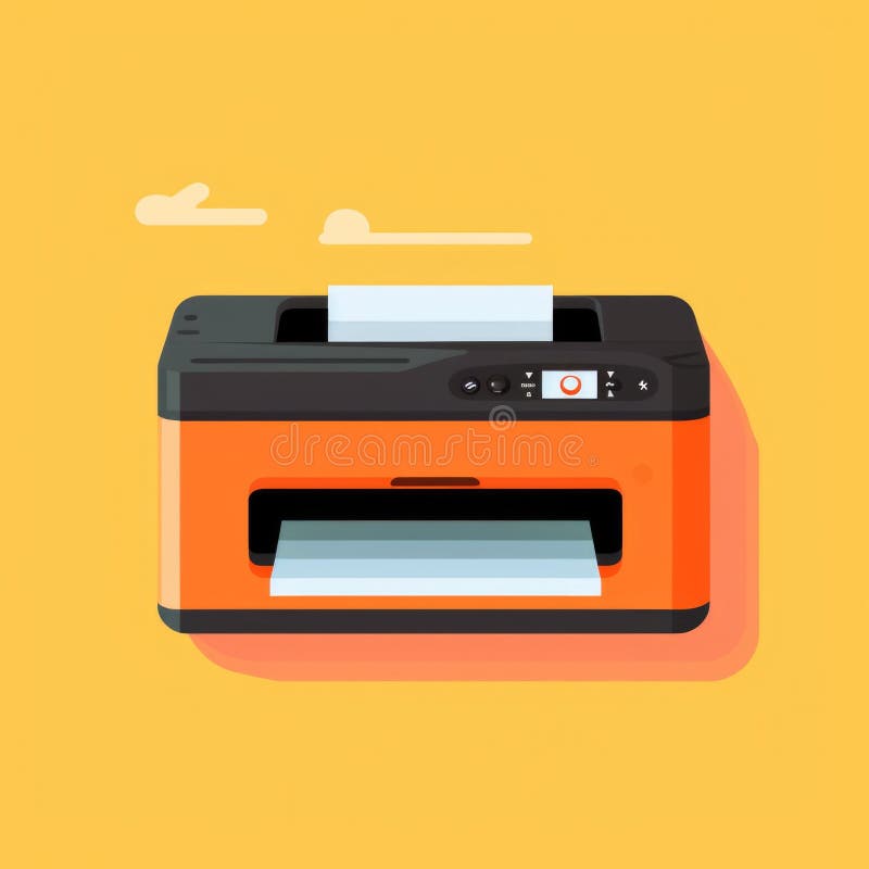 Flat Image of a Printer on an Orange Background. Simple Vector Icon of ...