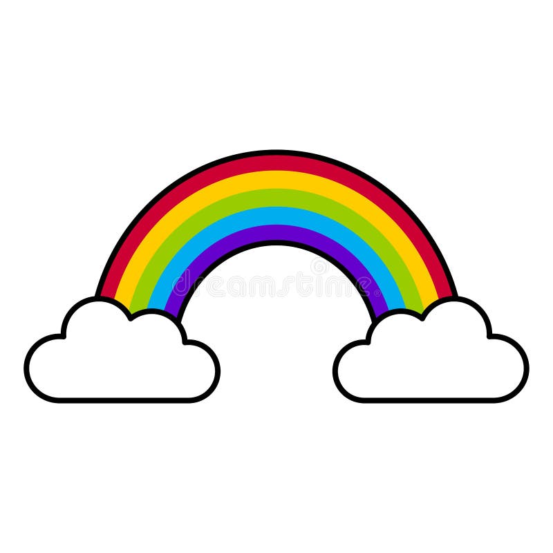 Flat Image of a Rainbow and Clouds. Vector Illustration. Stock Vector ...