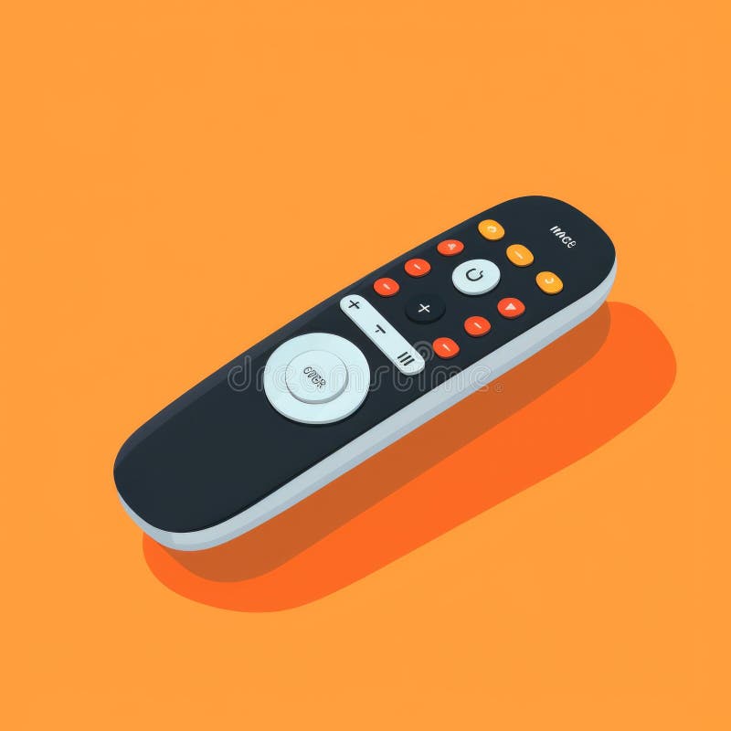 Flat Image of a Remote Control for a TV Set on an Orange Background ...