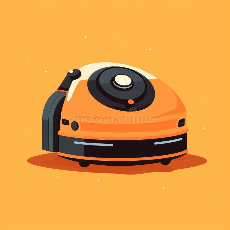 Flat Image of a Robot Vacuum Cleaner on an Orange Background. Simple ...