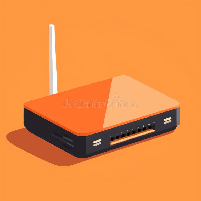 Flat Image of a Router on an Orange Background. Simple Vector Image of ...